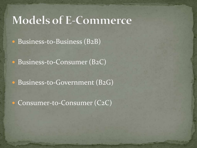 E commerce business models | PPTX