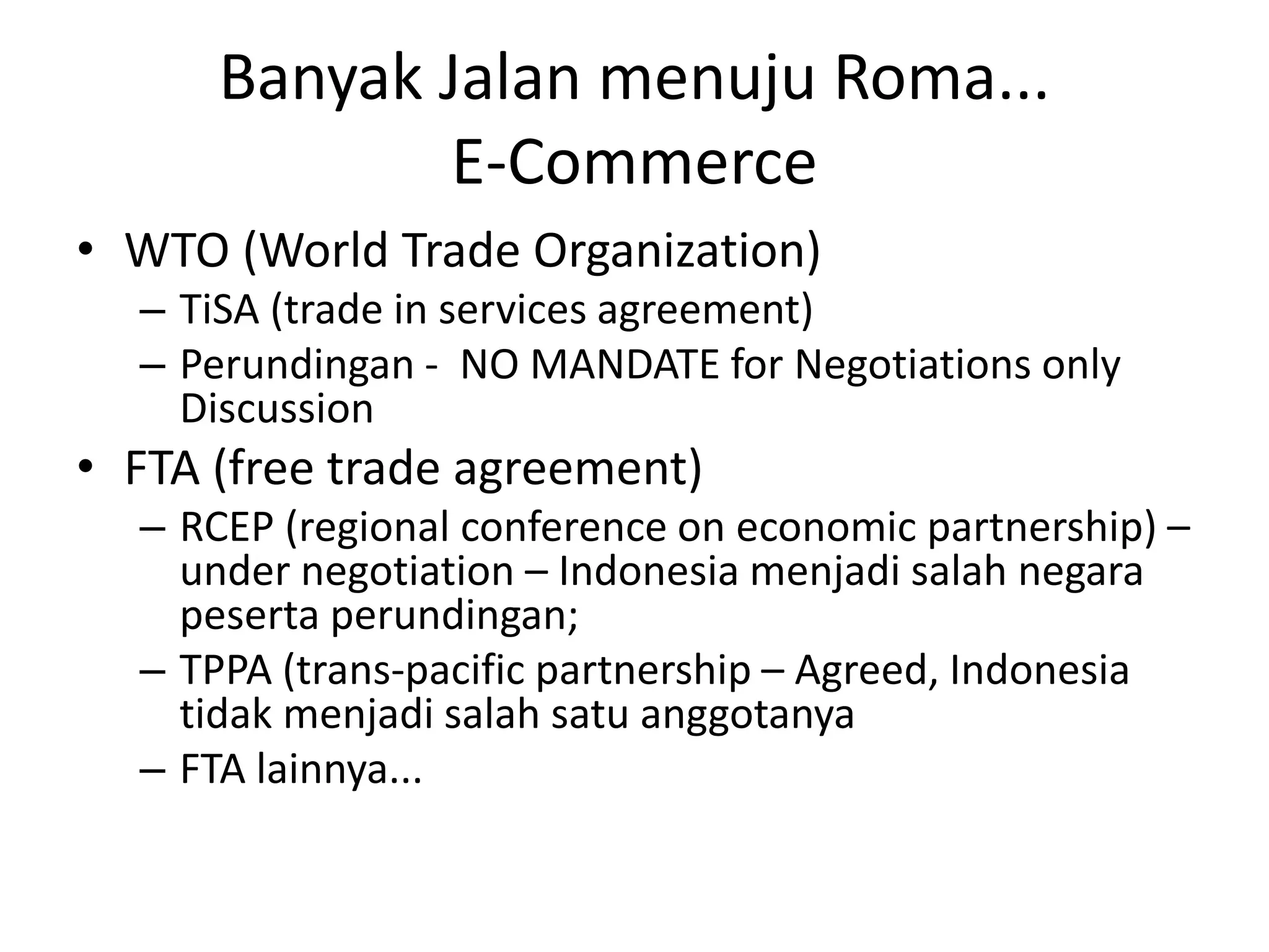 E commerce Dan Perjanjian Perdagangan | PPTX
