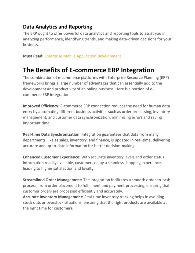 E-commerce ERP Integration: Advantages, Methods, and Best Practices | PDF