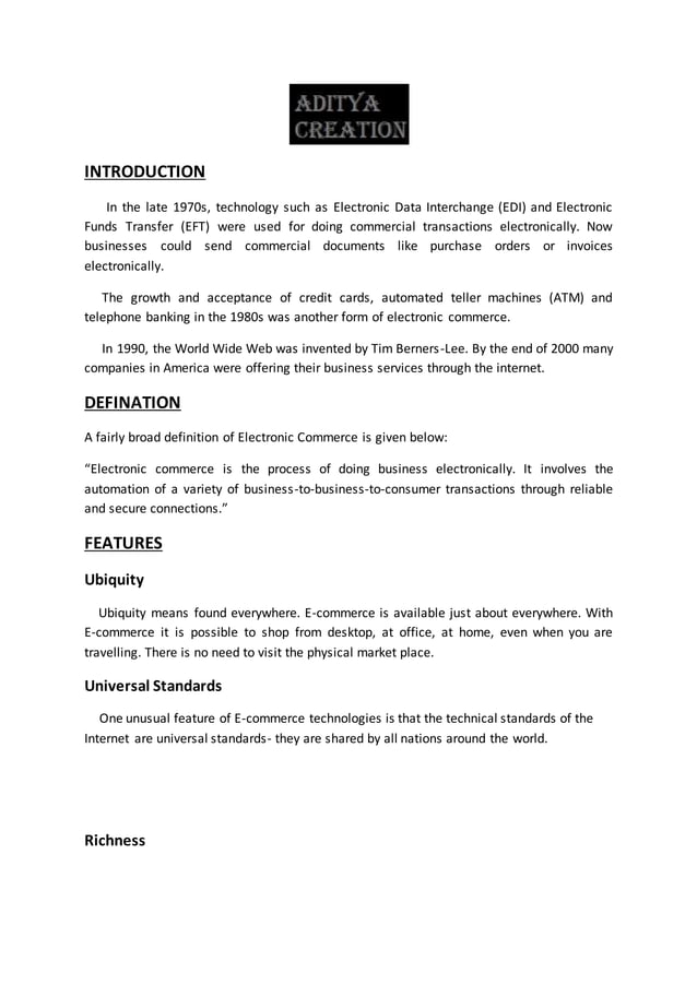 E commerce for tybcom introduction | PDF