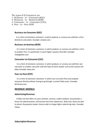 E commerce for tybcom introduction | DOCX | Credit Cards | Personal Debt