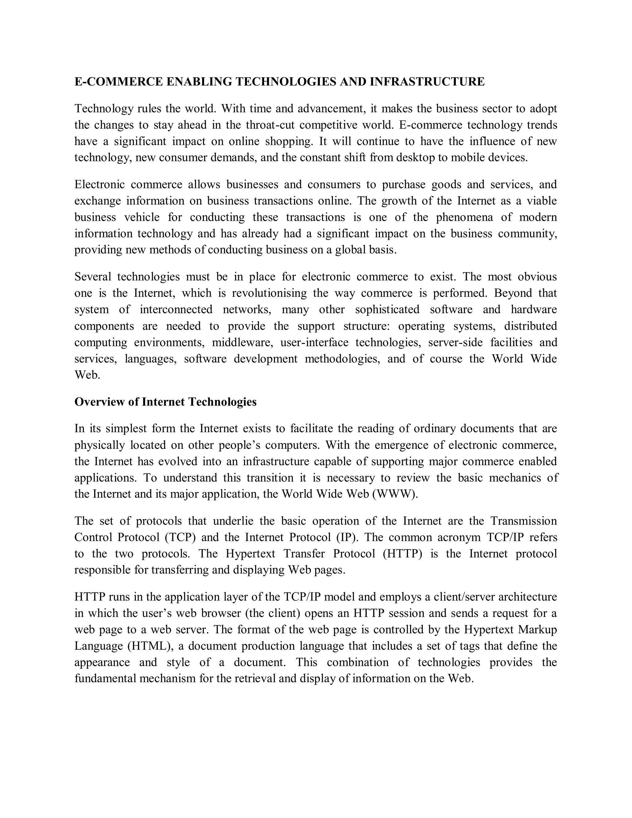 E commerce technologies | PDF