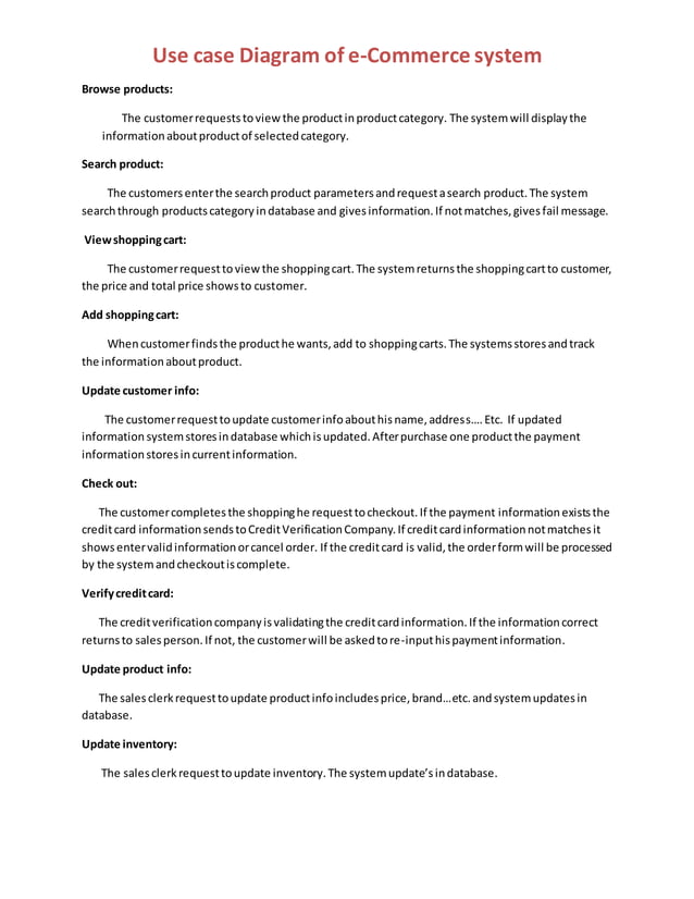 E commerce use case documentation. | DOCX