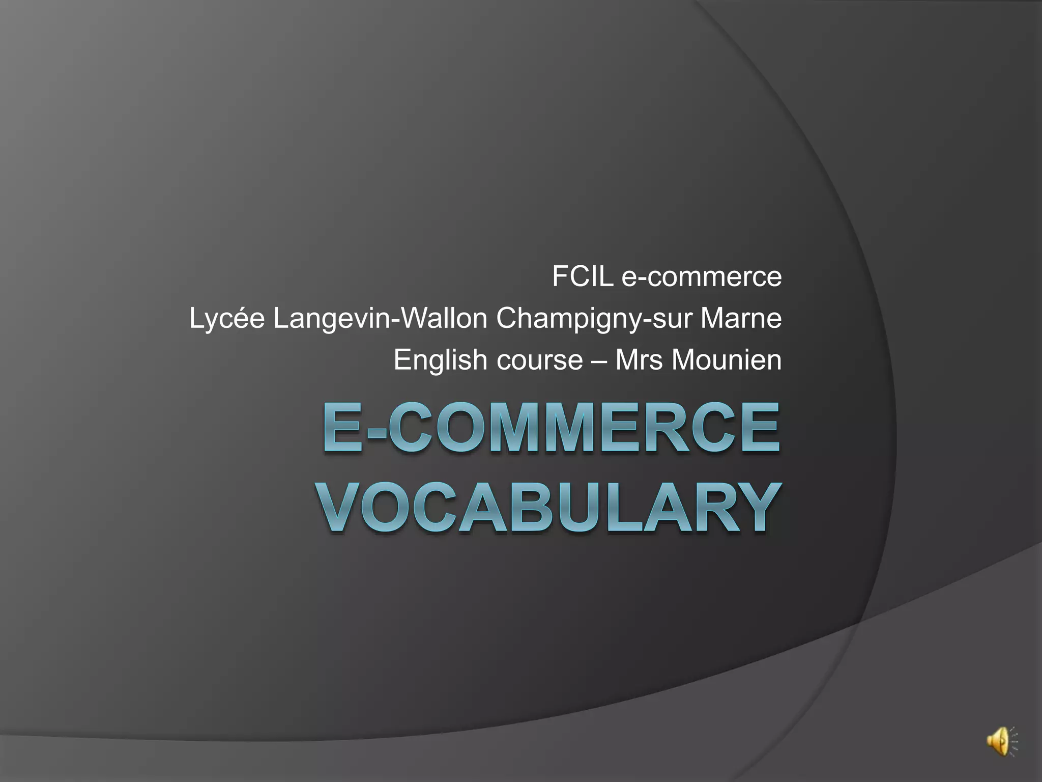 E commerce vocabulary | PPT
