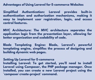 E-commerce Website with Laravel Building Your Online Store | PDF