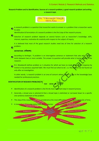 Research problem and its identification, its source, statement of a ...