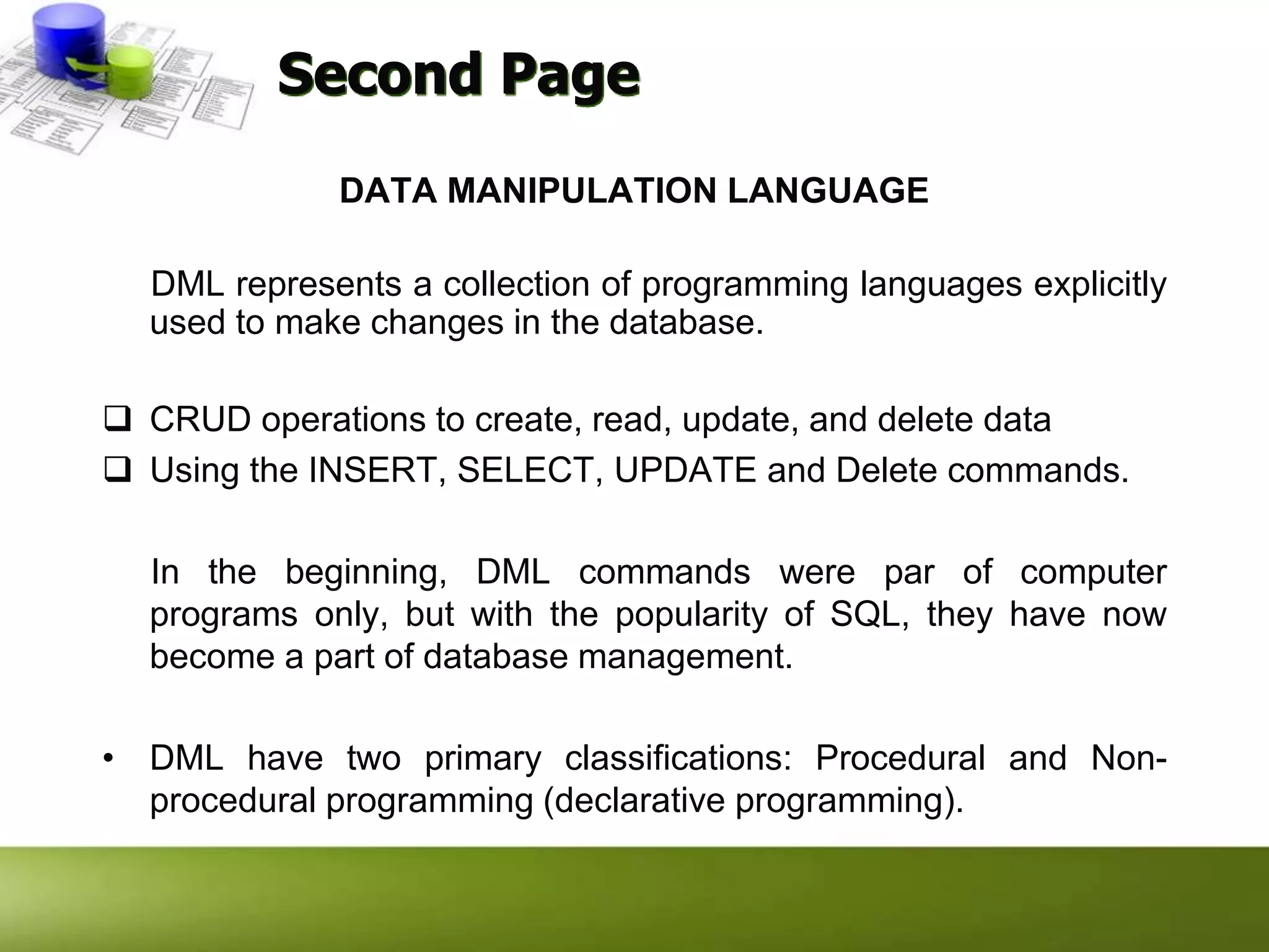 data manipulation language | PPTX