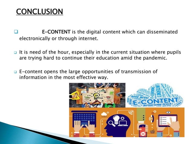 E-content Features : Concept, Scope ppt presentation | PPTX