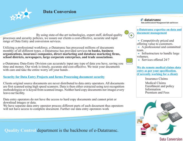 E datatransc company-brochure | PPT