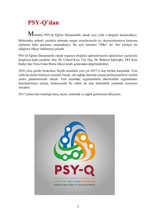 PSY-Q Eğitim E-Dergi 1. Yayın "ÖFKE" | PDF