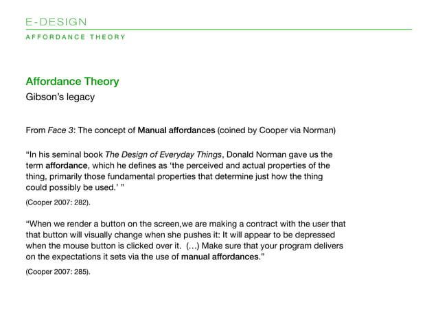 E design affordance theory-mental models | PPT