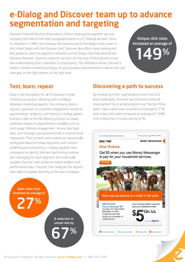 e-Dialog and Discover Team Up to Advance Segmentation and Targeting | PDF