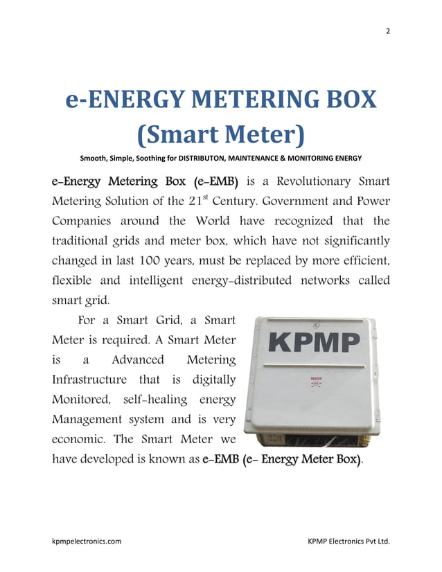 e-ENERGY METERING BOX (Smart Meter by KPMP Electronics) | PDF