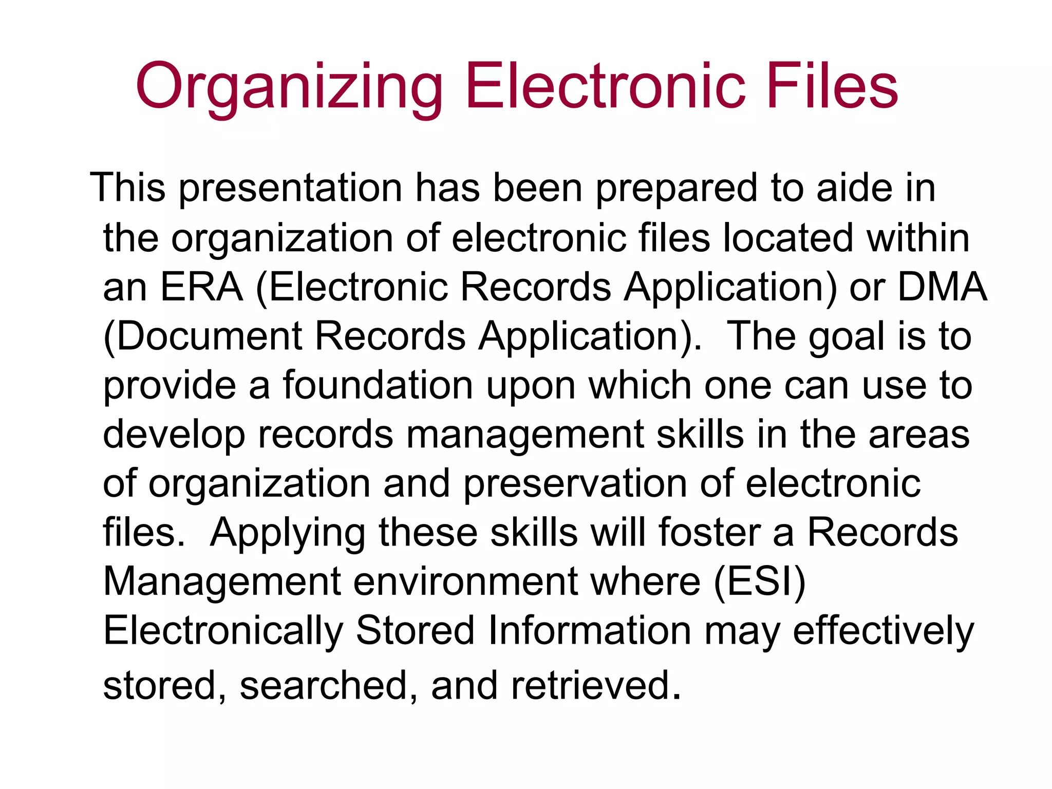 Recommended Electronic Filing Structure (Organization and Development ...