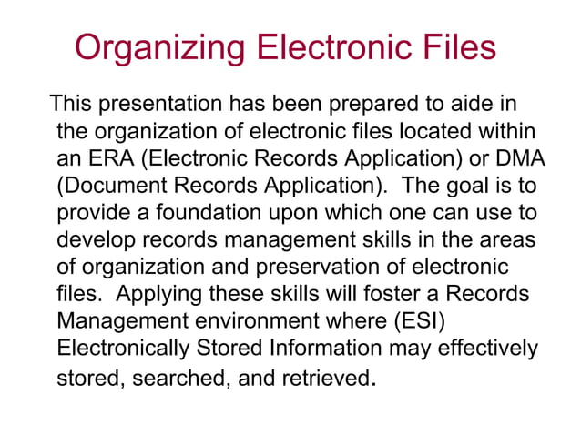 Recommended Electronic Filing Structure (Organization and Development ...