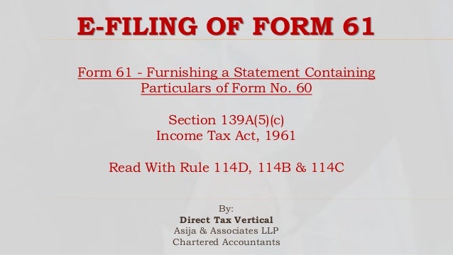 E filing of form 61