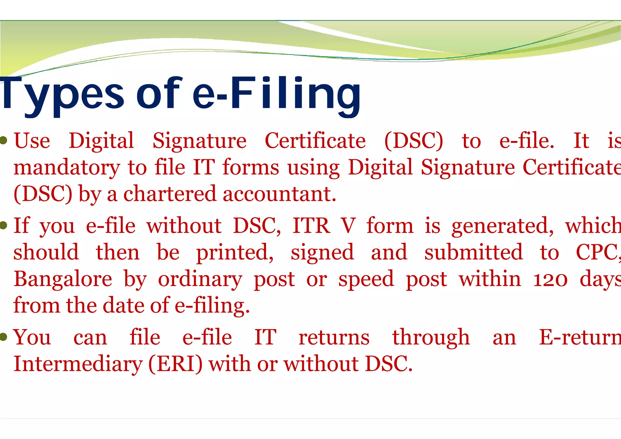 E filing of income tax | PDF