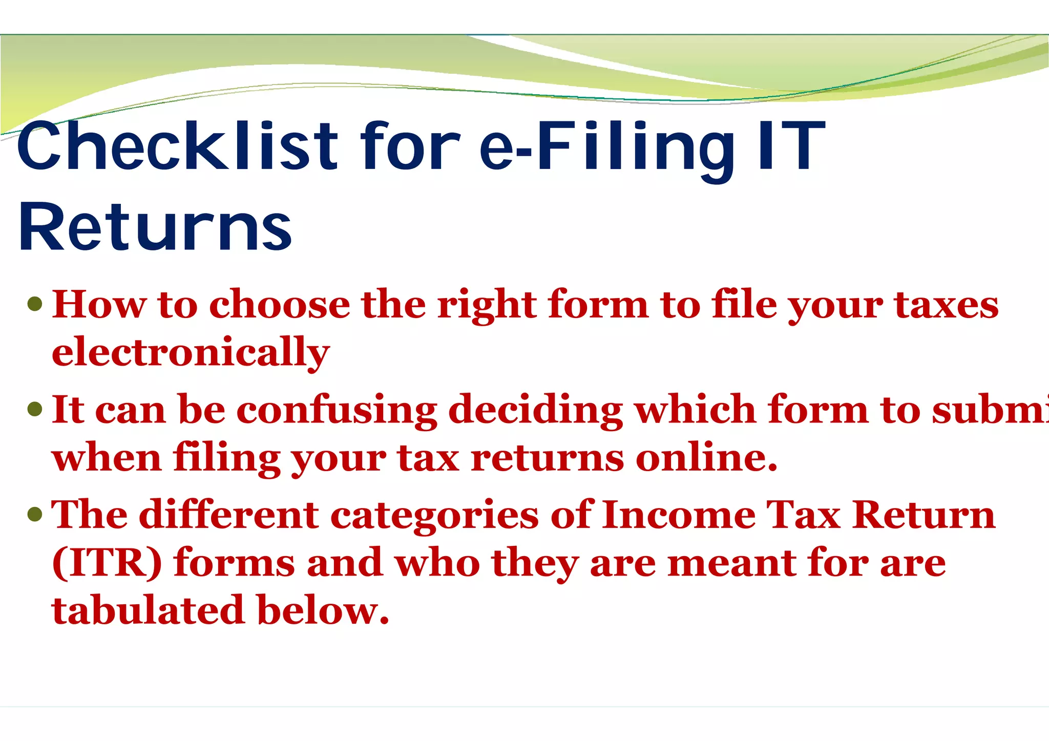 E filing of income tax | PDF