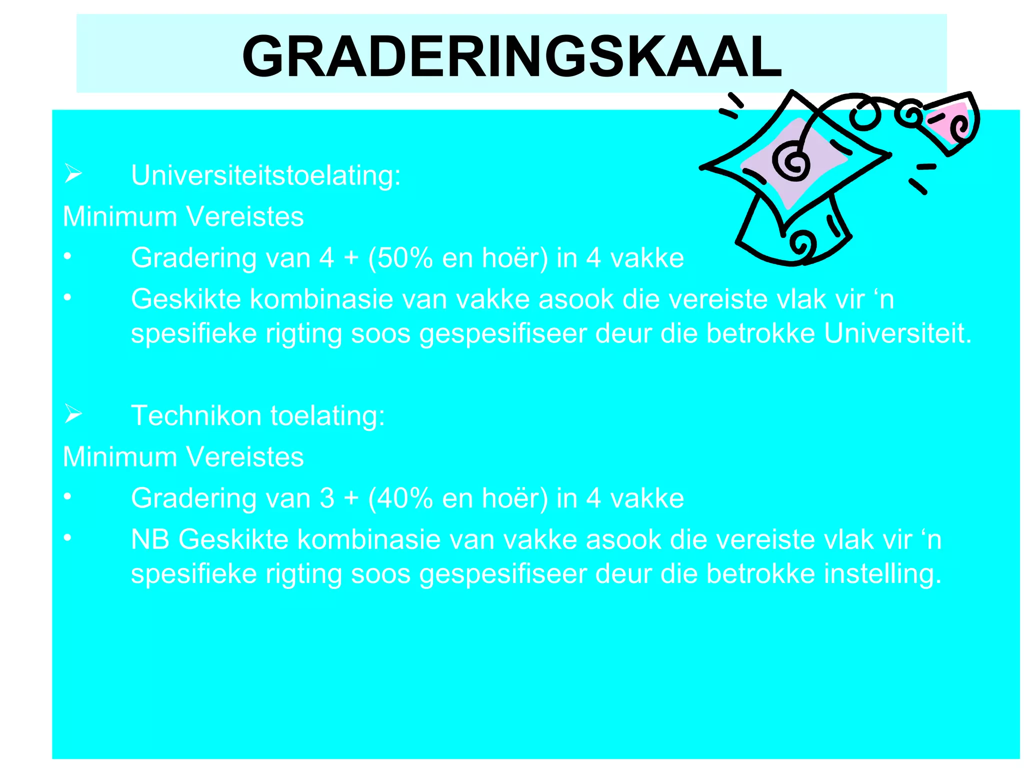 Graad 9 Vakkeuses | PPS