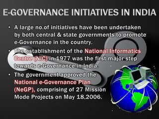 E governance initiatives in india | PPTX