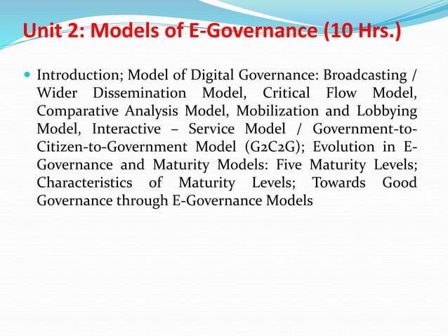 E-Governance Model-unit-2.pptx | Computer Networking | Computing