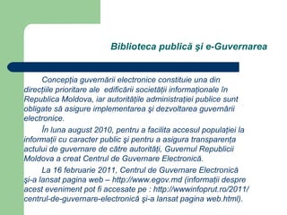 Biblioteca publică și e-guvernarea | PPT