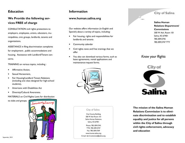City of Salina Brochure - Discrimination Ordinance | PDF | Debated ...