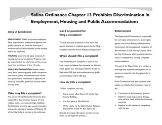 City of Salina Brochure - Discrimination Ordinance | PDF