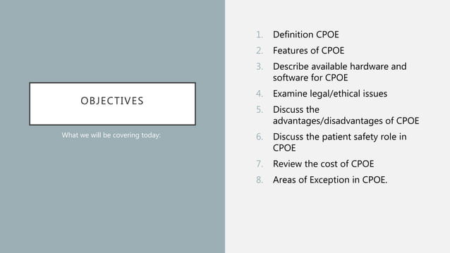Computerized physician order entry (CPOE) | PPTX | IT and Internet ...