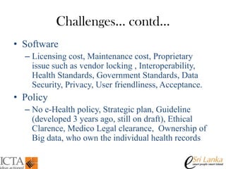 E health implementation challenges in sri lanka | PPT