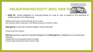 E-Introduction to Modal verbs-Obligations, lack of obligation, advice ...