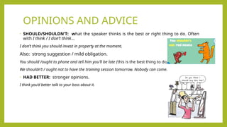 E-Introduction to Modal verbs-Obligations, lack of obligation, advice ...