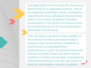 E-invoice Exemption Declaration Functionality Made Available.pptx