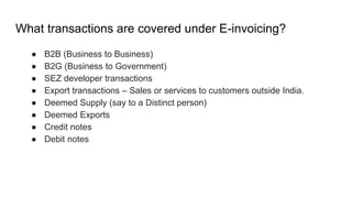 E-invoice Mandate: E-invoicing Changes, Exemptions, Documents ...