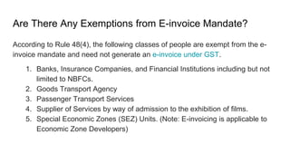 E-invoice Mandate: E-invoicing Changes, Exemptions, Documents ...