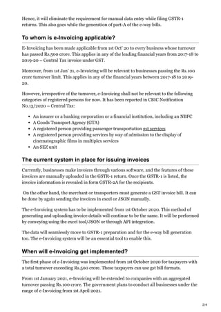 E invoicing under GST : A broad overview of electronic invoicing | PDF