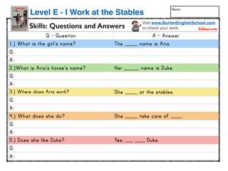 E I Work at the Stables | PPT