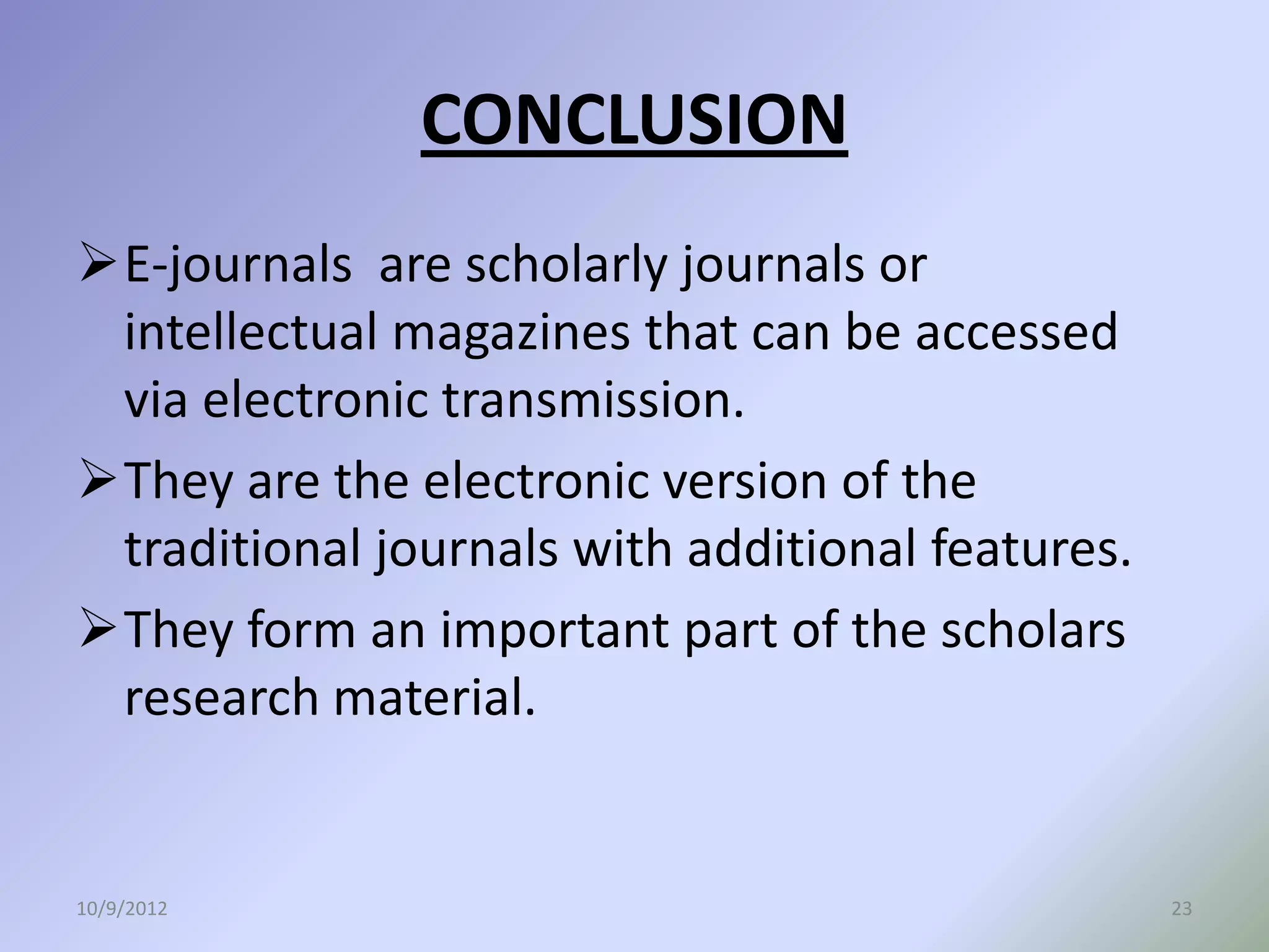E journals ppt latest | PPTX
