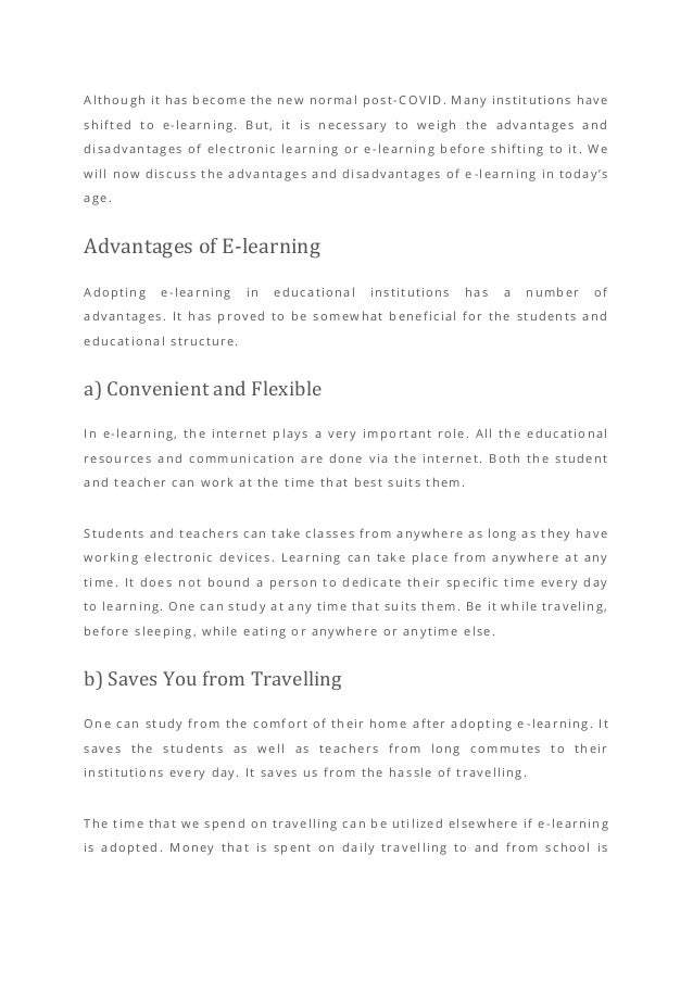 E learning advantages and disadvantages | PDF