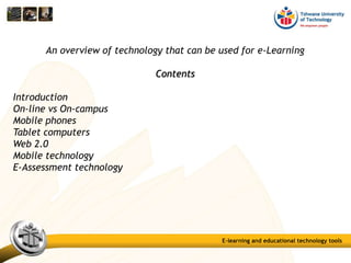 E-learning and educational technology tools: an overview | PPTX