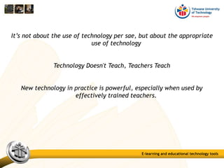 E-learning and educational technology tools: an overview | PPTX
