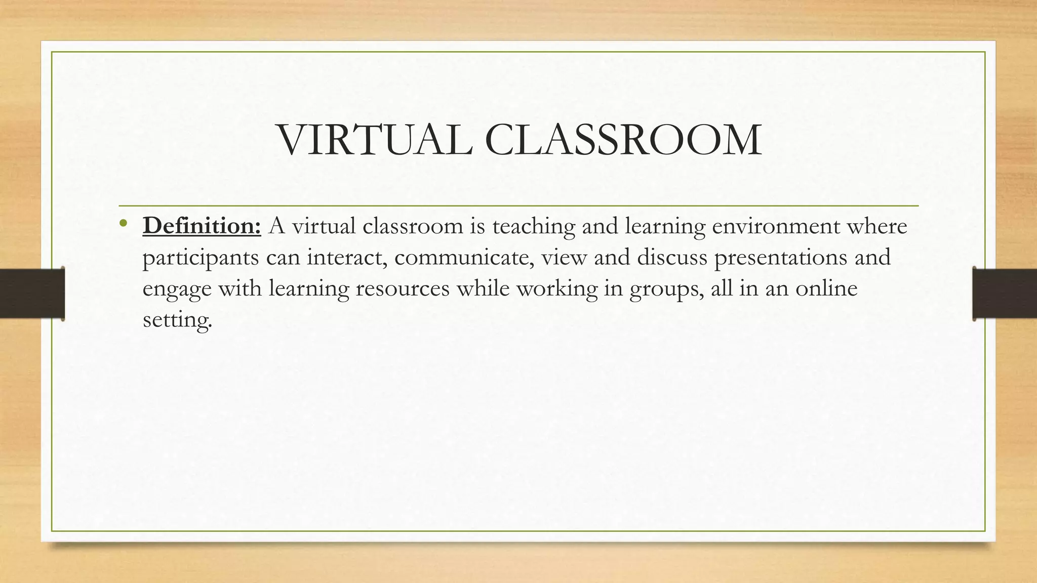 E learning and virtual classroom 1 | PPTX