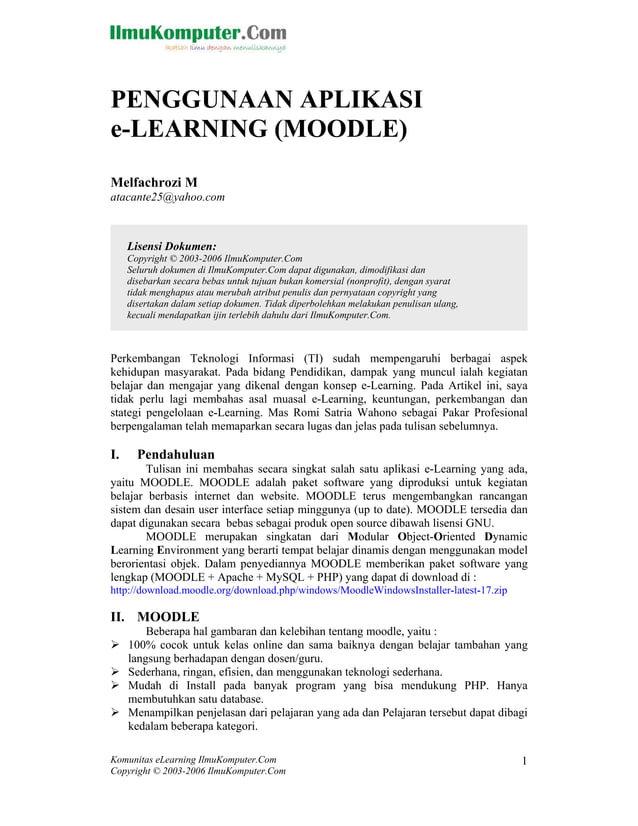 E learning dengan moodle | PDF