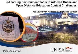 E-learning environment tools to address online and open distance ...