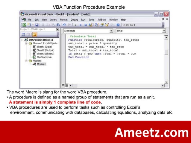 E Learning Excel Vba Programming Lesson 2 Ppt