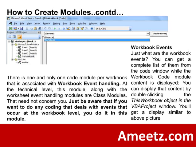 E Learning Excel Vba Programming Lesson 2 Ppt