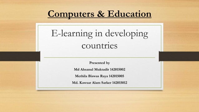 E-learning in developing countries | PPT
