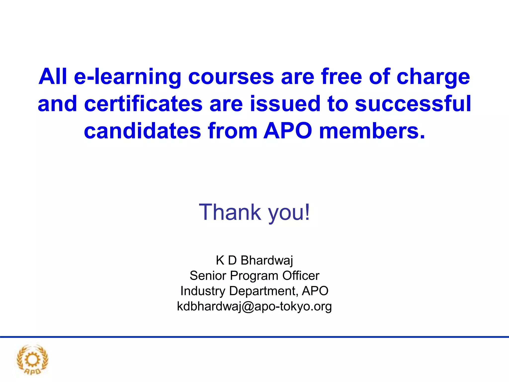 E-learning free courses (apo) | PPTX