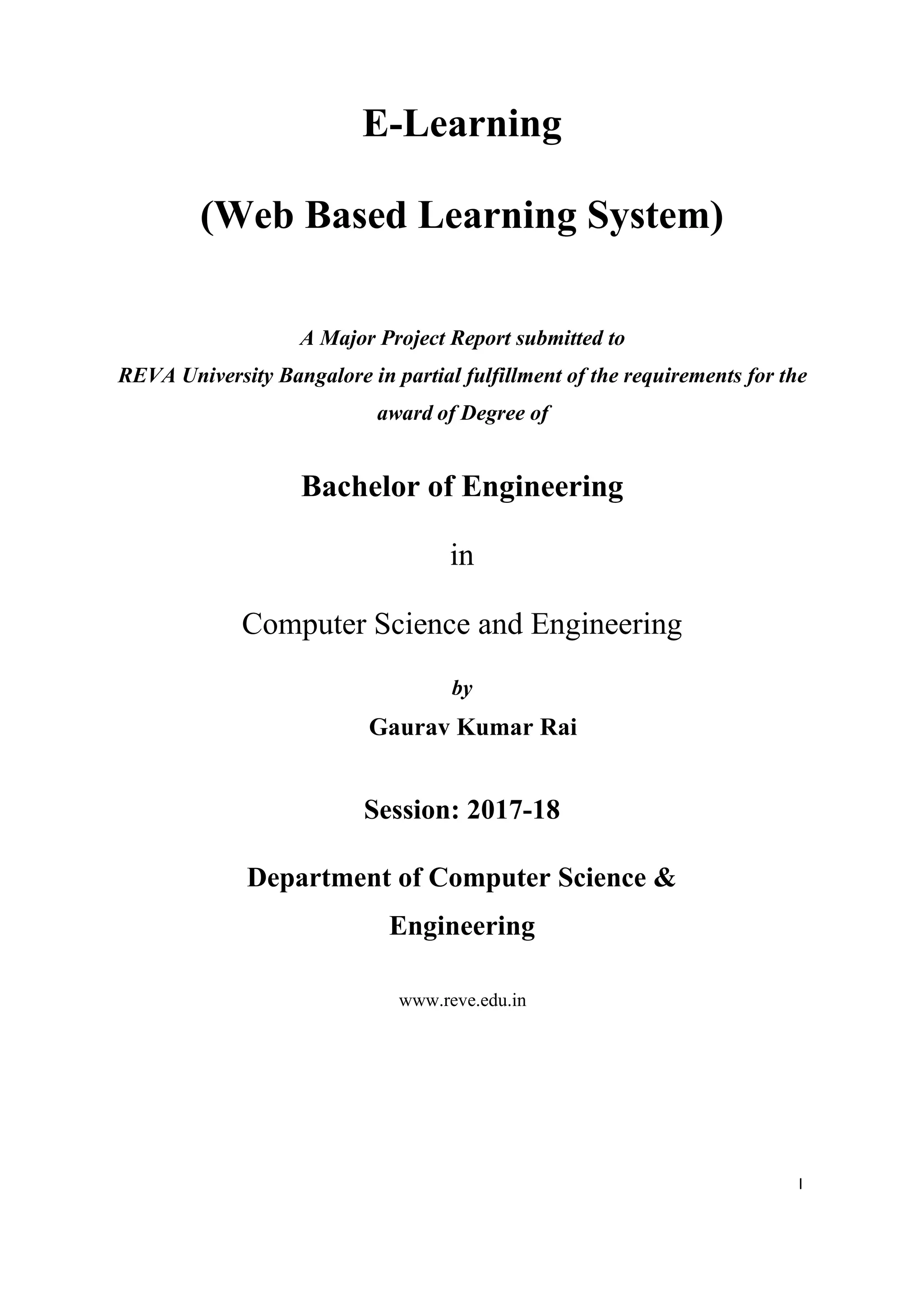 E learning full report | PDF