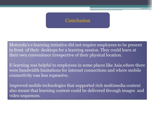 E learning initiatives at motorola | PPT